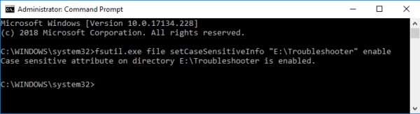 Enable Or Disable Case Sensitive Attribute For Folders In Windows 10