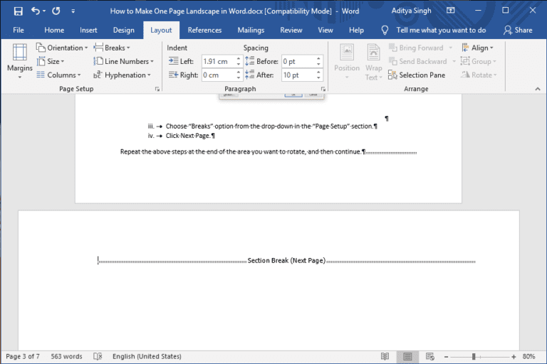 How To Make One Page Landscape In Word TechCult