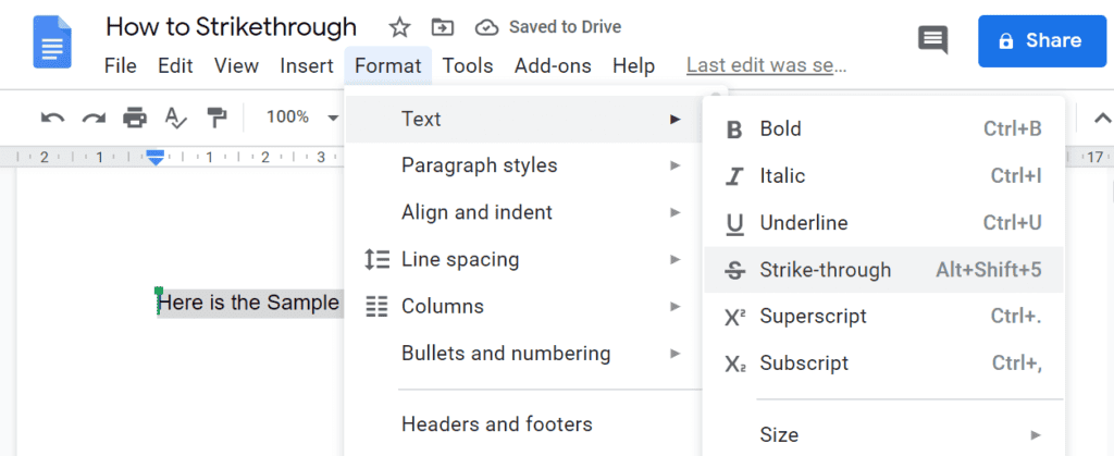 How to Strikethrough Text in Google Docs – TechCult
