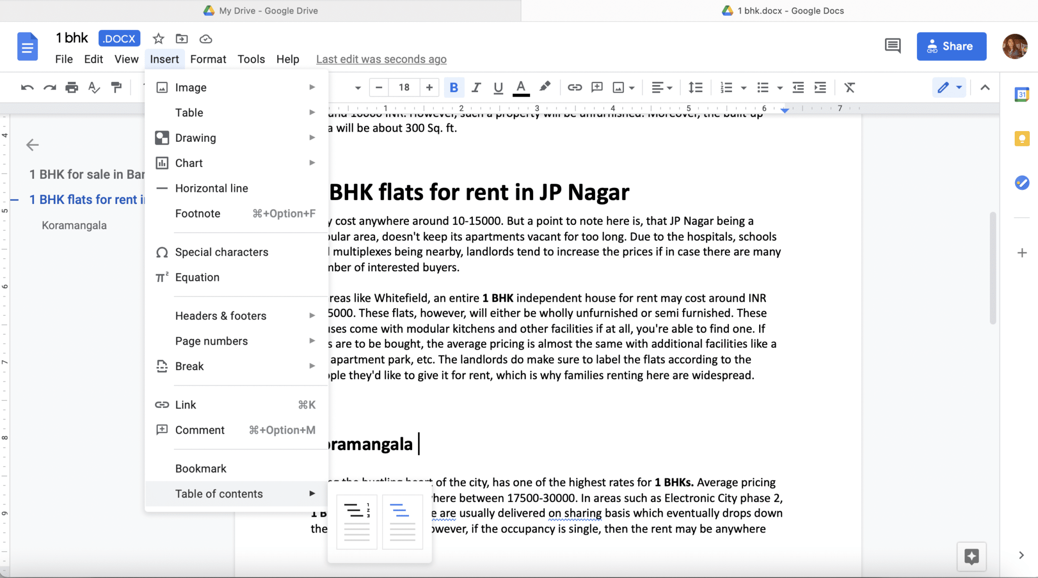 How To Add Table Of Contents In Google Docs Techcult