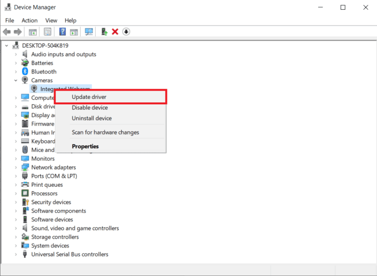 Fix Laptop Camera Not Detected on Windows 10 – TechCult
