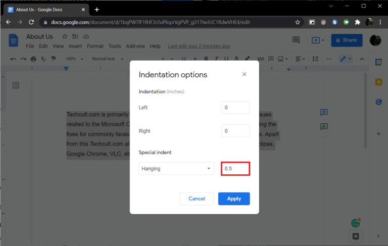 How to Create a Hanging Indent in Word and Google Docs – TechCult