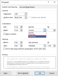 How to Create a Hanging Indent in Word and Google Docs – TechCult