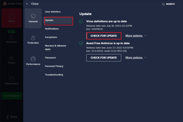 Fix Avast Not Updating Virus Definitions – TechCult
