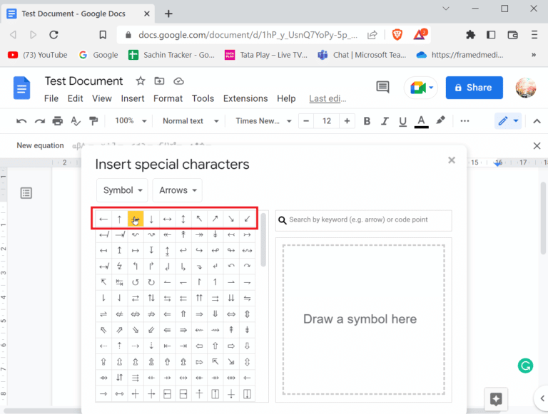 How To Add Arrows Superscript And Symbols In Google Docs TechCult