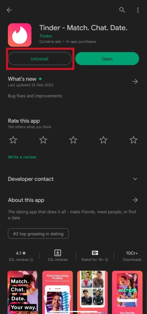 Fix Tinder Pictures Not Loading Error – TechCult