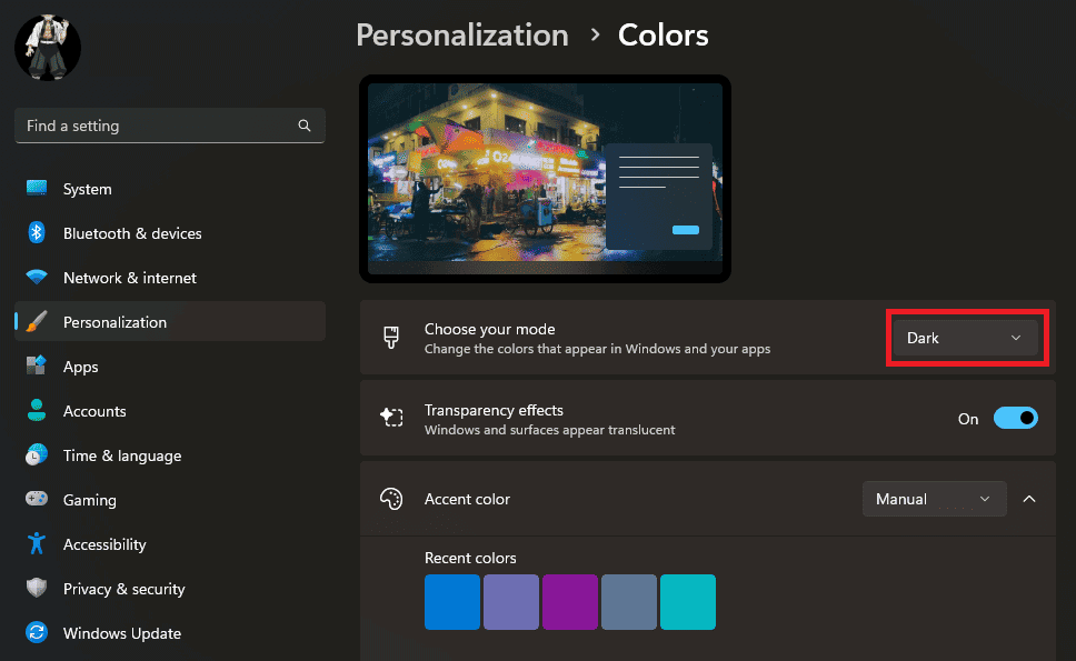How To Turn On Dark Mode In Windows 11 TechCult How To Turn On Dark Mode In Windows 11 TechCult